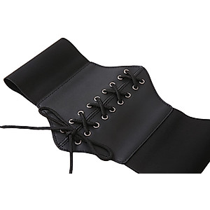 Hoerev Corsets Belt Tops Leather Vest Pirate Halloween Costume Lace Up Waist Belt Bustiers Corsets For Women