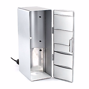 Mini PC USB Cooler & Warmer, HQF® Portable USB Beer Beverage Drink Cans Fridge Cans Cooler Warmer for Cold/Hot Beverage Drinks (Silver, Bigger Size)