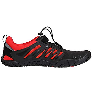 WHITIN Men's Trail Running Shoes Minimalist Barefoot Wide Width Toe Box Gym Workout Fitness Low Zero Drop Parkour Road Sport Beach Black Red Size 12