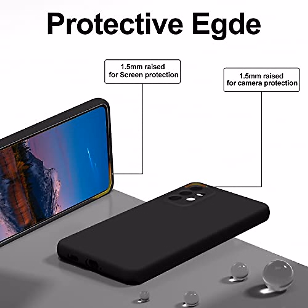 Gueen Compatible with Samsung Galaxy A53 5G Case, Premium Liquid Silicone, with [Camera Protection] [Soft Anti-Scratch Microfiber Lining] Full Body Shockproof Protective Phone Case - Black