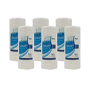 Pack of 6-1 Micron 10" x 4.5" Full Flow String Wound Sediment Water Filter Cartridge | Whole House Sediment Filtration | Compatible with 84637, WPX5BB97P, PC10, 355214-45, 355215-45, WP10BB97P