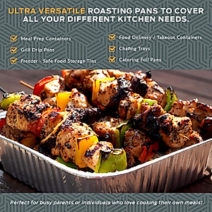 PAMI Aluminum Baking Pans, Half Size, Deep [Pack of 30] - 9”x13” Heavy-Duty Oven & Freezer Safe Food Storage Containers- Tin Foil Pans For Grilling, Roasting, BBQ & Baking- Foil Takeout Containers