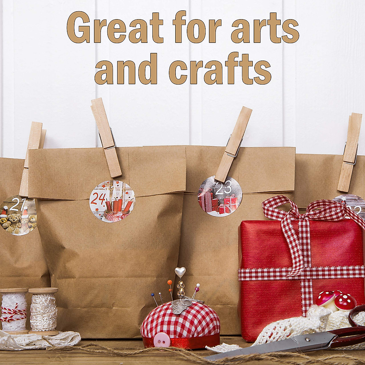 100 Large Paper Grocery Bags, 12x7x17 Kraft Brown Heavy Duty Sack for Recycling