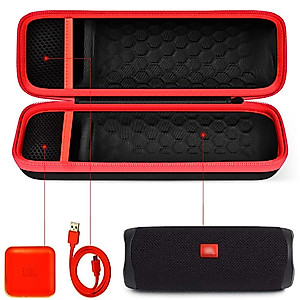 Case for JBL Flip 5/for Flip 6 Waterproof Portable Bluetooth Speaker, Travel Storage Accessories Bag Fits for JBL flip 4, USB Cable and Adapter Not Included - Black and Red