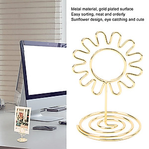 Cyrank 20pcs Table Number Holders, Mini Place Card Holders Sunflower Design Wire Photo Holder Small Size Table Card Holders Table Number Stands Picture Menu Clips for Wedding Anniversary Party(Gold)