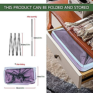 IHOMAGIC 40L Laundry Hamper Collapsible Fabric for Hotel, Freestanding Flexible Laundry Sorter on Wheels - Slim Storage Bag, Decorative Laundry Baskets for Books, Sundries Storage (Purple)