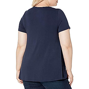 Amazon Essentials Women's Relaxed-Fit Short-Sleeve Scoopneck Swing Tee (Available in Plus Size), Navy, XX-Large