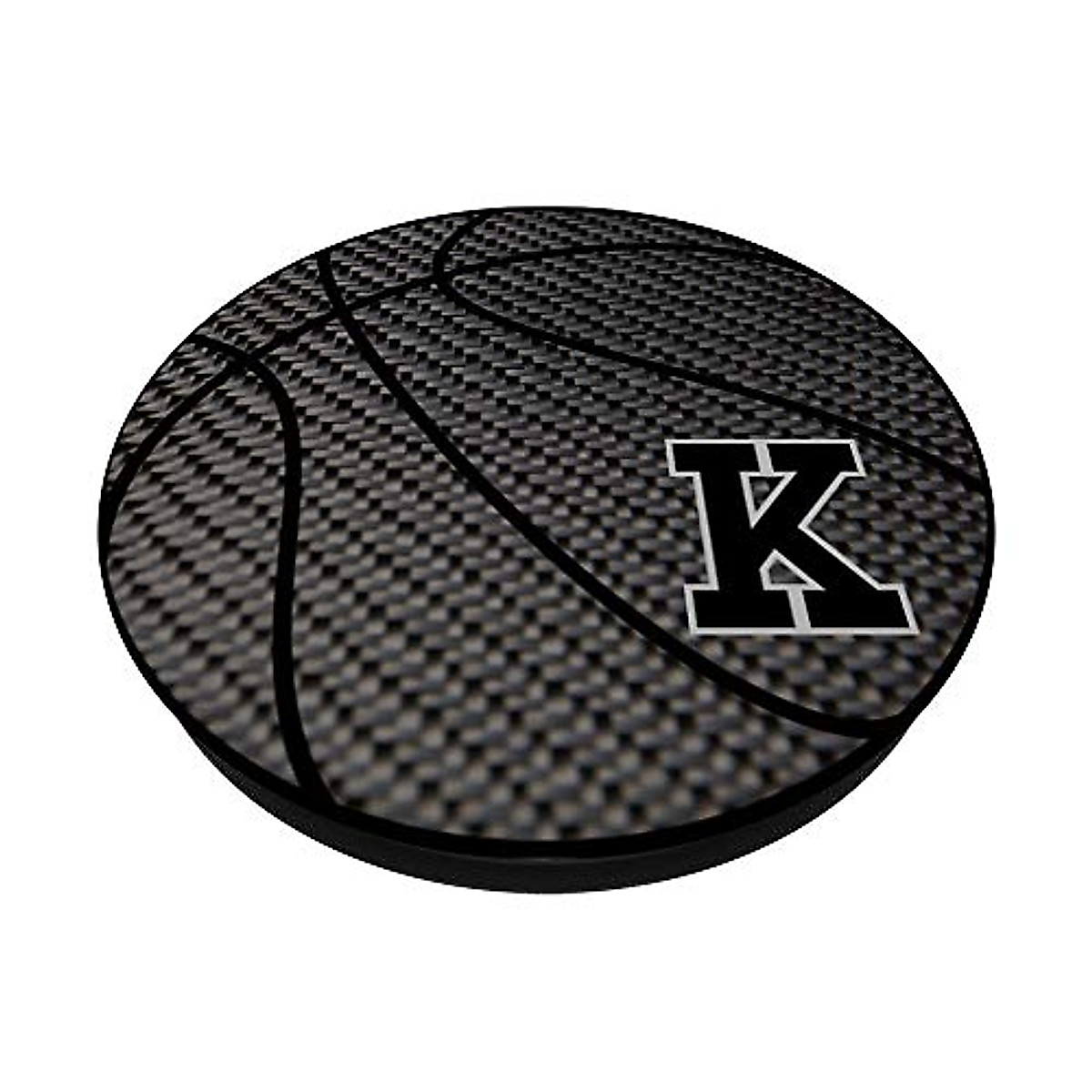 Basketball letter K black phone stand, initial K for men PopSockets PopGrip: Swappable Grip for Phones & Tablets