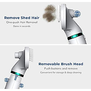 Dog Hair Dryer for Dogs & Cats | Portable and Quiet 2 in 1 Pet Hair Dryer with Self Cleaning Slicker Brush | Cat & Dog Blower Grooming Dryer | Professional Pet Blow Dryer | Adjustable Temperature