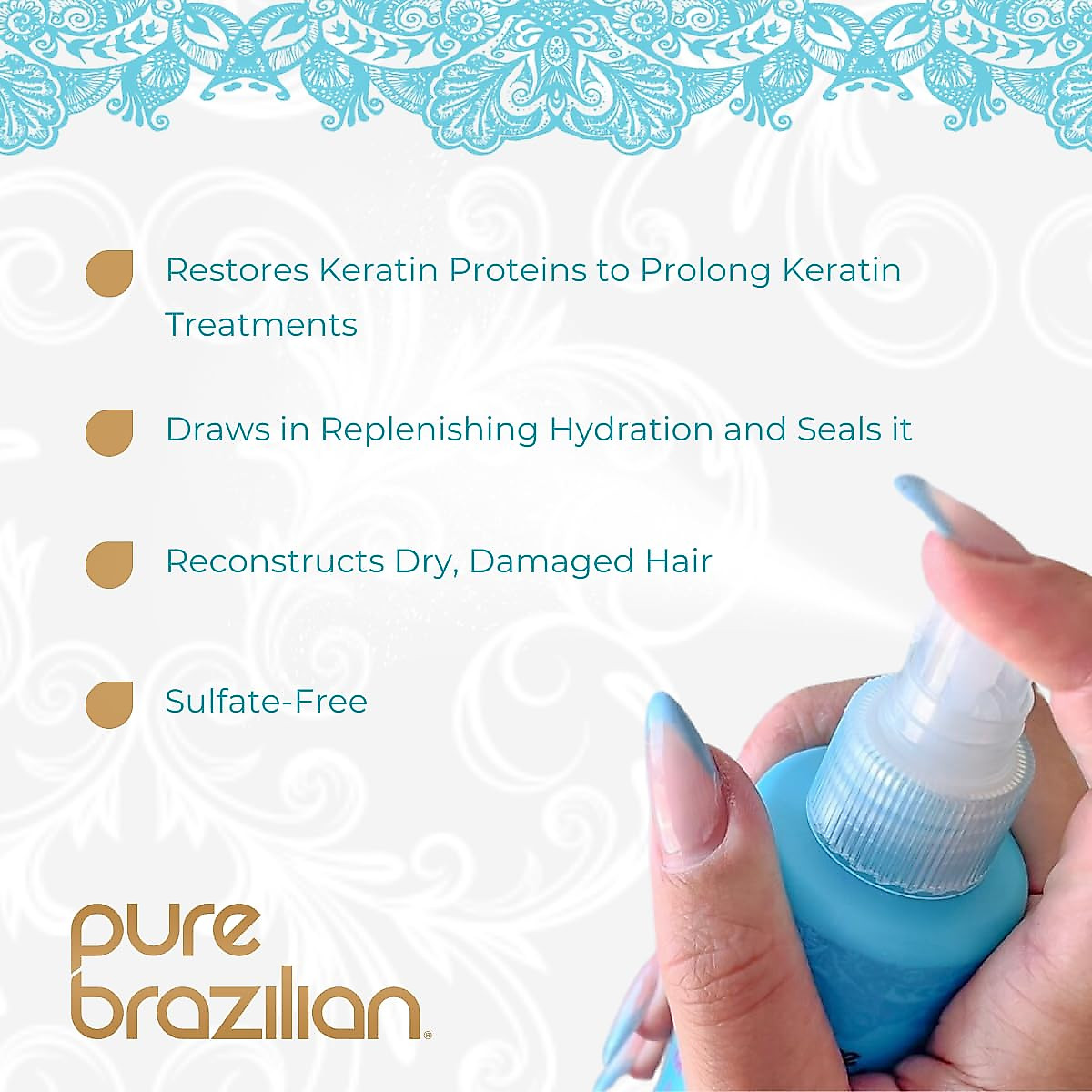 Pure Brazilian Leave-In Conditioner, Nourishing Hair Treatment Enriched with Keratin to Fortify & Strengthen, 6.78 Ounce (200 Milliliter)