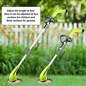Cordless Lawn Trimmer Weed Wacker - GardenJoy 12V Grass Trimmer Lawn Edger with 2.0Ah Li-Ion Battery Powered and Cutting Blade, Electric Weed Trimmer Tool for Garden and Yard