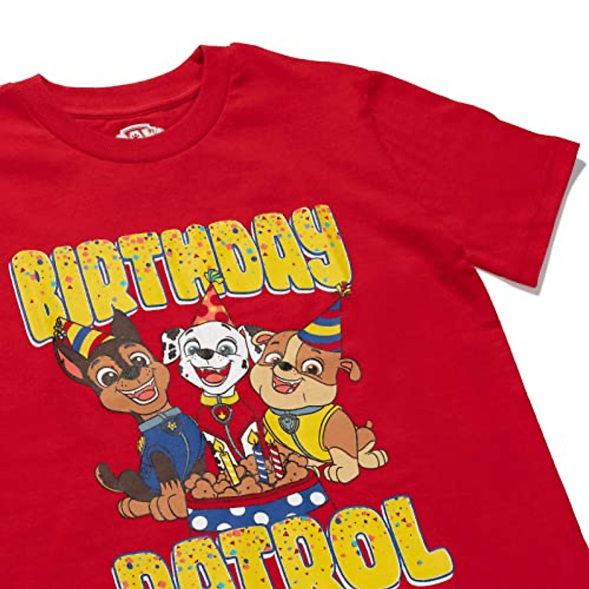 Paw Patrol Nickelodeon Chase Rubble Marshall Birthday Little Boys Graphic T-Shirt Red 6