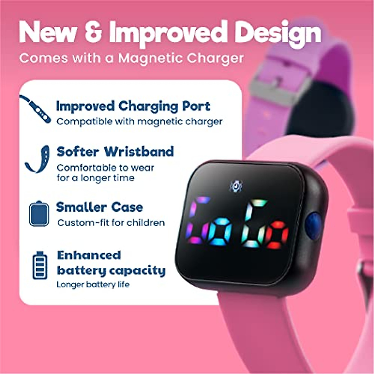 Potty Training Watch for Kids V2 – A Water Resistant Potty Reminder Device for Boys and Girls to Train Your Toddler with Fun/Musical and Vibration Interval Reminders with Potty Training eBook (Pink)