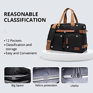 MOLNIA 15.6 inch Laptop Backpack for Men Women,3 in 1 Briefcases For Men,Messenger Bag Laotop Bag Computer Bags For Work College Travel, Black