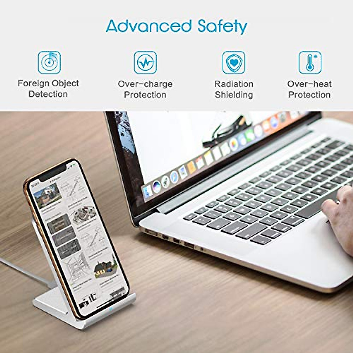 Wireless Charging Stand,Vebach 10W Upgrated Fast Wireless Desk Charger Compatible with iPhone 14/13/12/12 Pro/12 Mini/12 Pro Max/11/11 Pro/11 Pro Max/XR/XS/X/8,Galaxy S21/S20/Note 10 etc