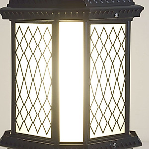 Post Lights LED Solar Stigma Headlight, Dual Purpose Waterproof Outdoor Pillar Lantern Modern Minimalist Garden Home Villa Column Lamp Decoration Patio Villa Balcony Gate Street Post Lighting