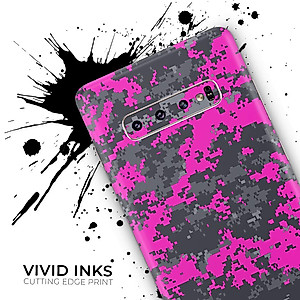 DesignSkinz Bright Pink and Gray Digital Camouflage Protective Vinyl Decal Wrap Skin Cover Compatible with The Samsung Galaxy S20 (Screen Trim & Back Glass Skin)
