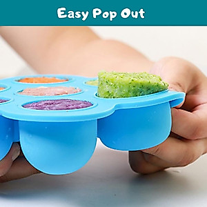 Silicone Baby Food Storage Container and Freezer Tray with Clip-On Lid, 100% Food-Grade, BPA Free (12 Cavities)