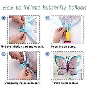 Butterfly Balloons 4 Pieces 40inch Blue Purple Butterfly Foil Mylar Balloons for Butterfly Themed Party Wedding Birthday Baby Shower Party Decoration (Blue)