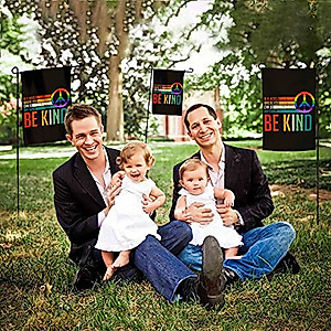 OUXIOAZ Pride Be Kind LGBT Garden Flag 12.5"X18" Double Sided - in A World Where You Can Be Anything Be Kind Beautiful Burlap Vertical Flag, Holiday Party Yard Outdoor Decoration