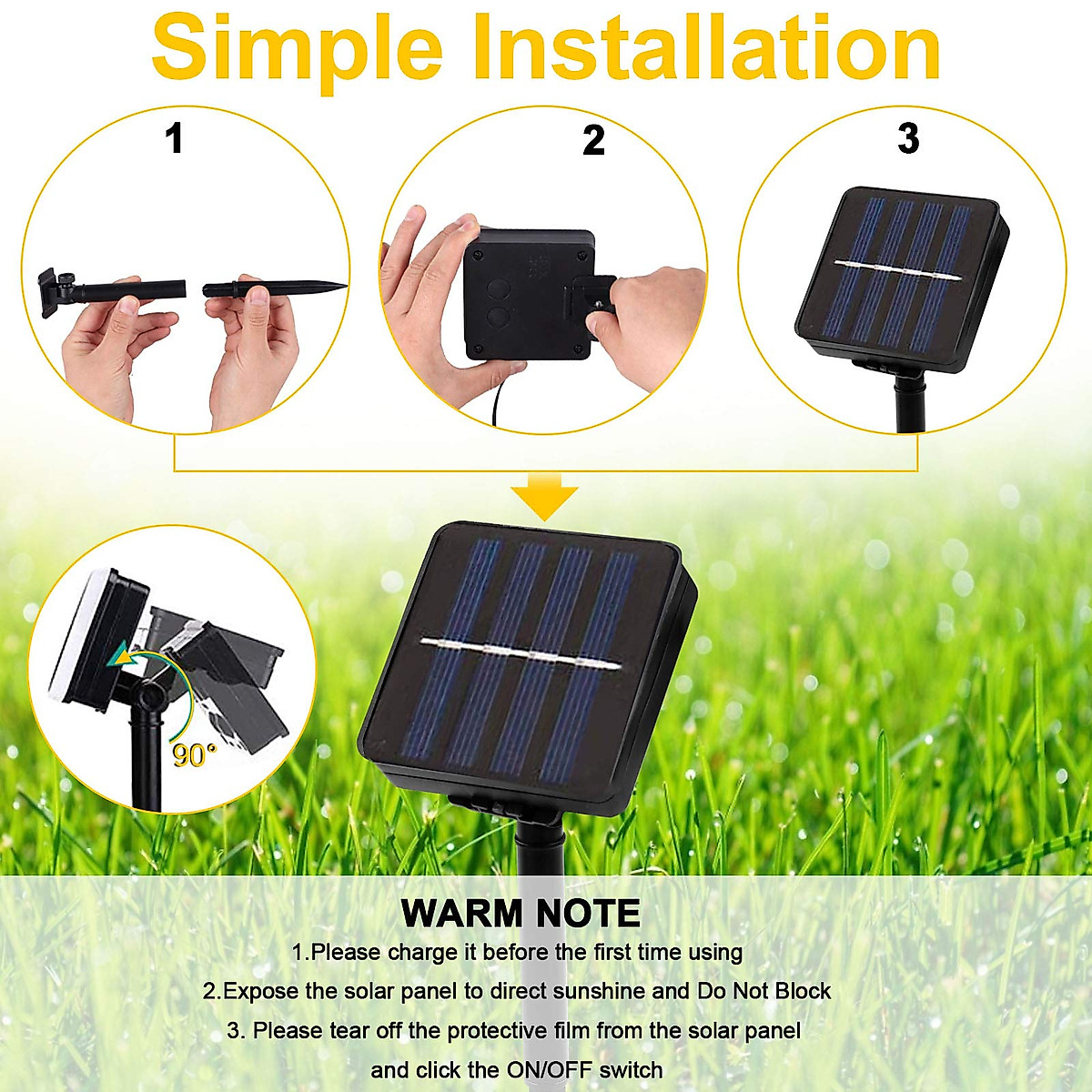 Solar Globe String Light 100 LED 39FT Outdoor Patio Lights , Waterproof & 8 Modes for Christmas,Halloween,Yard Party, Garden,Wedding,Home (Warm Yellow)