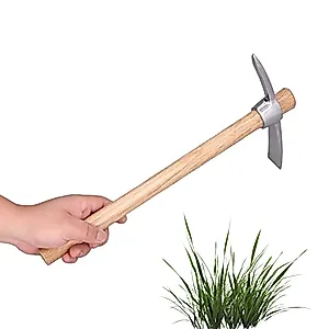 Pickaxe Hoe Hand Cultivator Gardening Hoe Cultivator Garden Tool Dual-Purpose Bonsai Hand Tiller Stainless Steel Pick Hoe Short Claw Rake with Wooden Handle for Bonsai Nurseries Garden