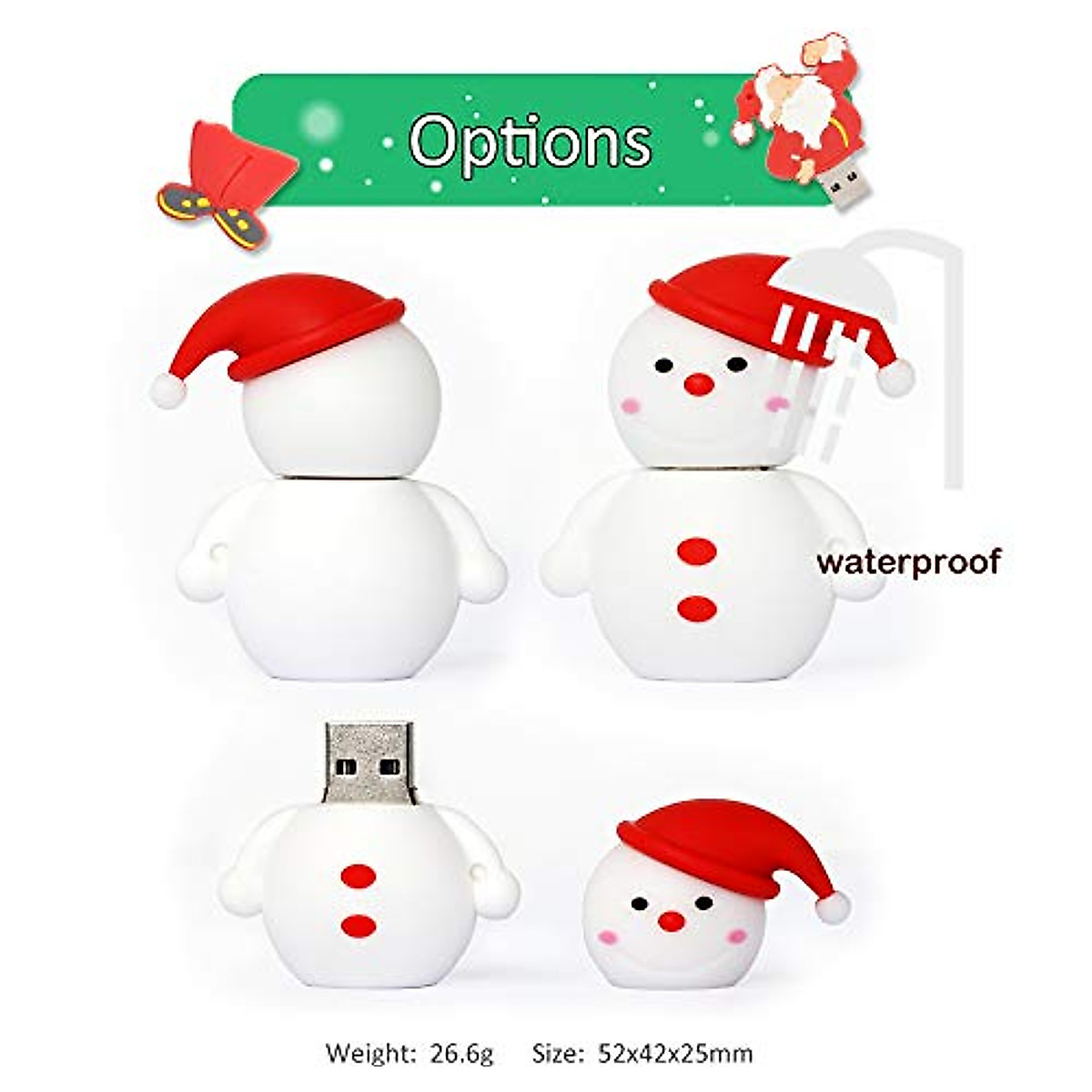 Christmas USB Flash Drive 5 Pack 16GB, Leizhan Cute Thumb Drive Memory Stick Santa Claus, Christmas Tree, Elk,Snowman, Dog Photo Stick New Year Gift U Disk