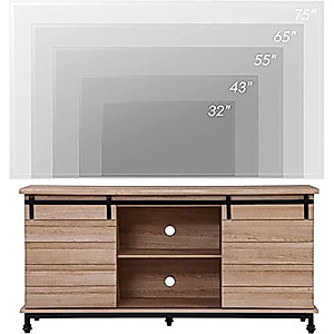 WAMPAT Mid-Century Modern TV Stands for TV up to 65 inches, Wood Storage Cabinet TV Console Table, Retro Media Entertainment Center for Living Room, Rustic Walnut