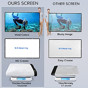 Projector Screen, 120-inch CENTURY-STAR Movie Screen Outdoor & Indoor Wrinkle-Free Nylon Fabric Video Projection Screen (3D 4K HD 16: 9 Front & Rear Projection) Foldable & Portable with Carry Bag