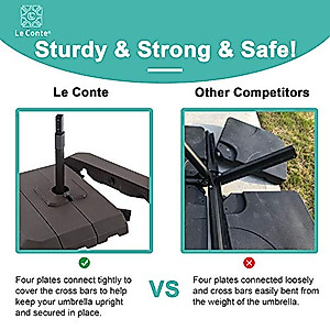 LE CONTE 4Pcs Offset Hanging Umbrella HDPE Weighted Base Patio Cantilever Umbrella Free Standing Square 340-lb Water or Sand Filled Weight Base for GRENOBLE Offset Cantilever Umbrella