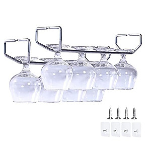 TONLEA 12.2 Inch Wine Glass Holder, Wine Glass Holder Under Shelf,Wine Glass Rack Under Cabinet, Sliver Set of 2