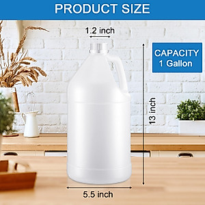 Hoolerry 8 Packs 1 Gallon Plastic Jug with Lids BPA Free Reusable Round Clear Plastic Jug with Cap Heavy Duty HDPE Containers with Pump Dispenser for Sauces Soaps Detergents Liquids Storage