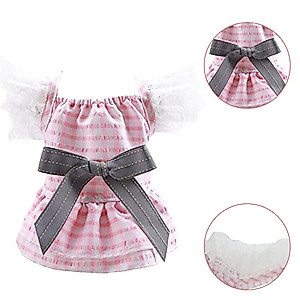 Toysructin Pet Dress Girl with Bow, Sweet Plaid Dog Princess Dresses Comfy Lace Sleeves Dogs Clothes for Spring Summer Autumn, Cute Cat Dog Skirt Thin Puppy Skirts Apparel for Small Medium Large Pets