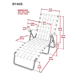 CAMP & GO 4-Position Folding Web Lawn Chair Beach Lounger, Blue/White