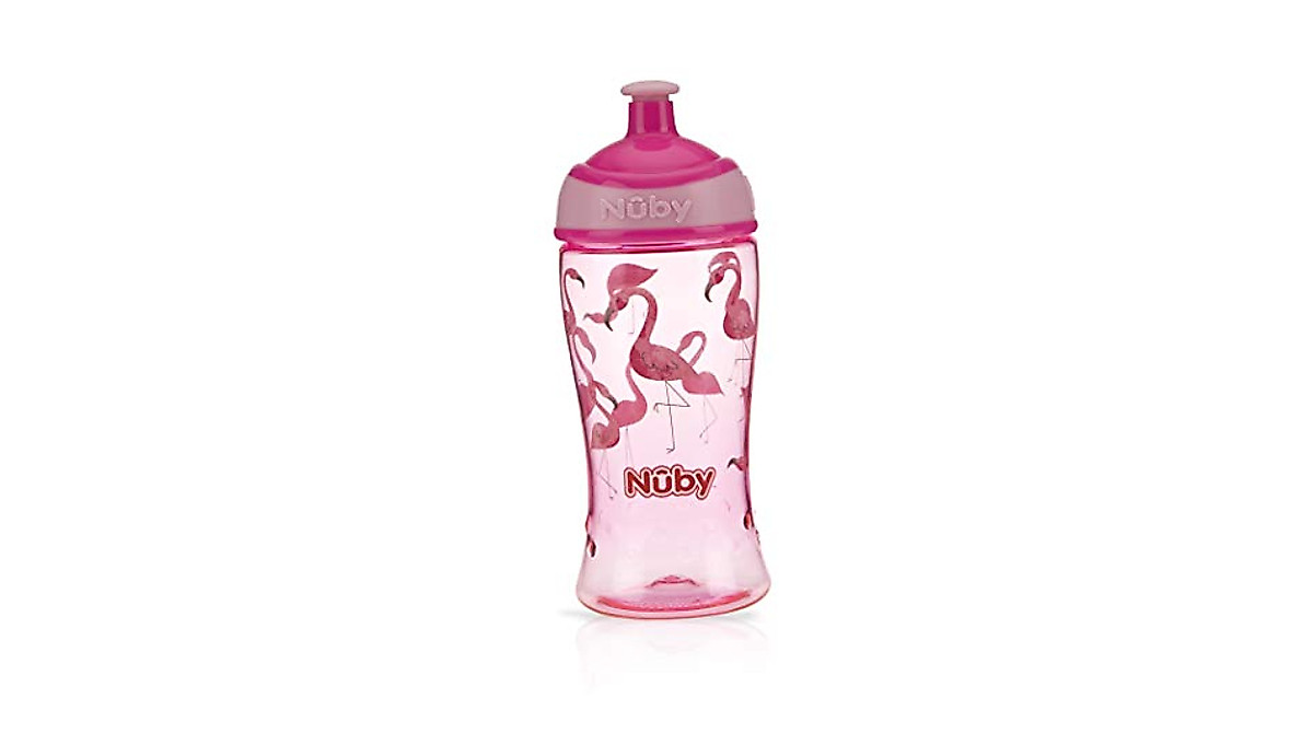 Nuby Super Slurp Water Bottle - Fun Flamingo Design