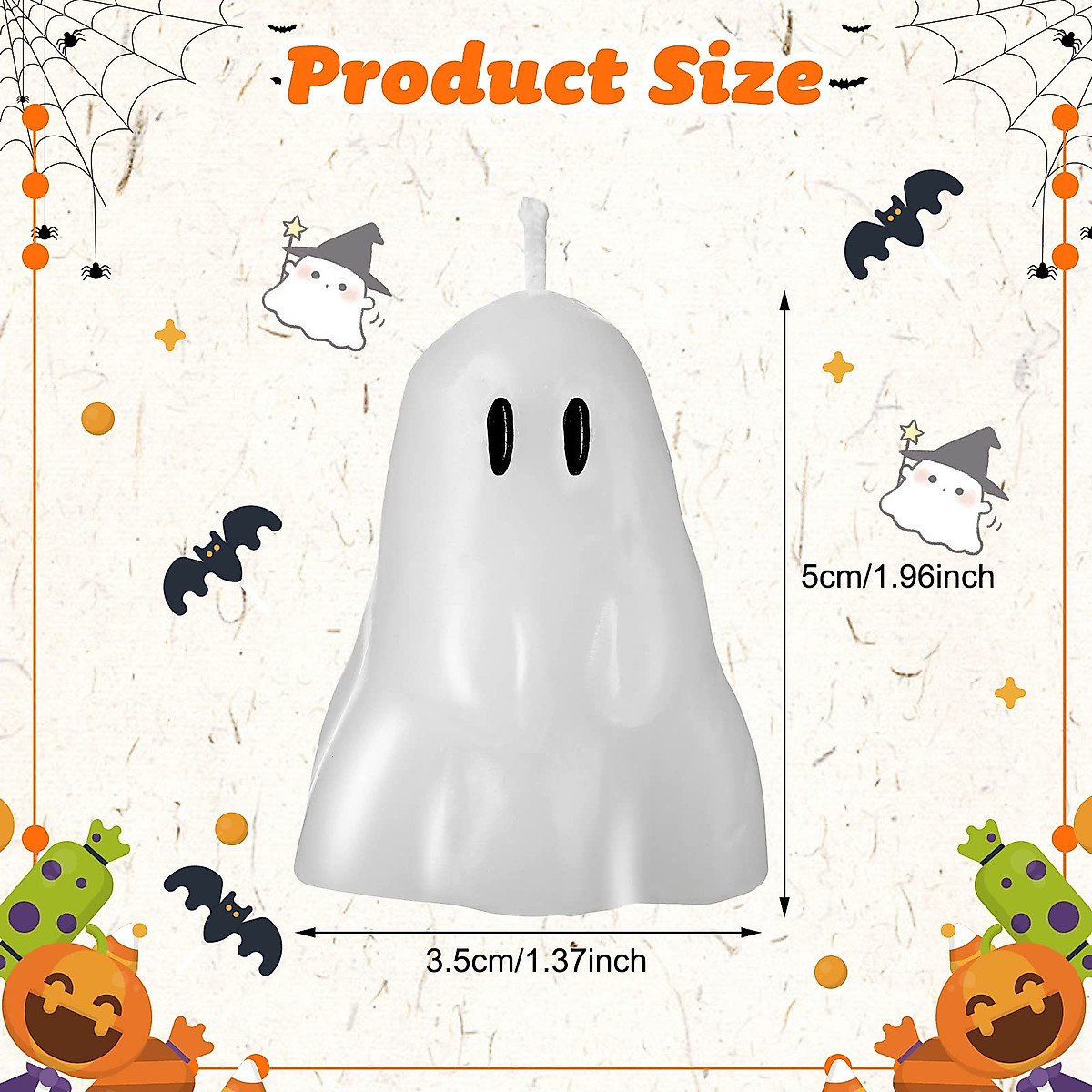 10 Pieces Halloween Ghost Candles Burning Candles Soy Wax White Halloween Decor Candles for Halloween Party Decorations, Pumpkin