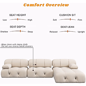 TIFLON Modular Sectional Sofa, U-Shaped Velvet Sofas Couches,Minimalist Convertible Couch Modern 6-Seat Couch with Chaise Ottomans Living Room Sofa Sets for Office Apartment,138"(Beige)