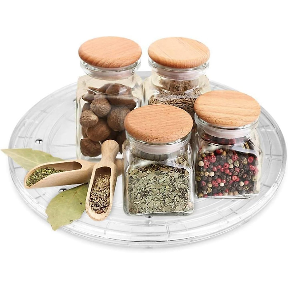 MY MIRONEY 8 Inch Lazy Susan Turntable Organizer Clear Plastic Acrylic Organizers Heavy Duty Rotating Swivel Stand with Steel Ball Bearings Pack of 2