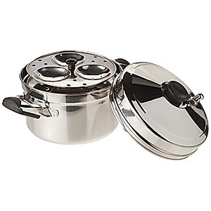 Tabakh HIC-204 4-Rack Stainless Steel Idli Cooker w/ Hawkins Type Stand, Makes 12 Idlis