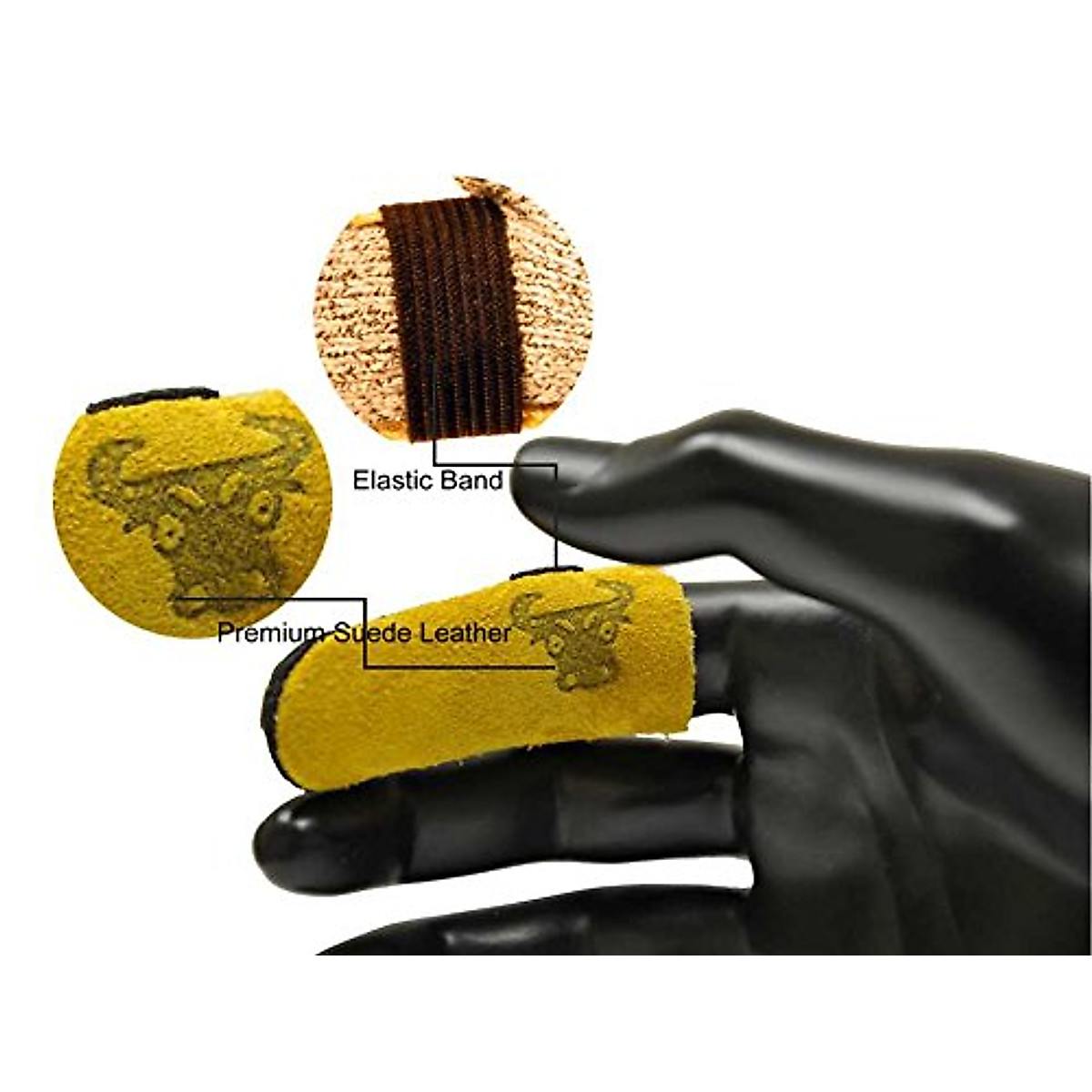 G & F Products 8128M Cowhide Leather Guard Finger Protection, Medium, Tan Brown/Tan