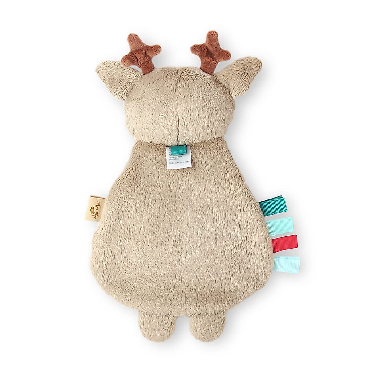 Itzy Ritzy - Itzy Lovey Including Teether - Baby Lovey with Teether, Textured Ribbons & Dangle Arms - Features Crinkle Sound, Sherpa Fabric and Minky Plush (Jolly The Reindeer)