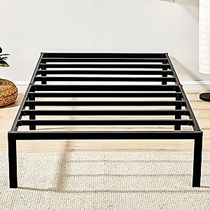 GreenForest Twin Bed Frame Tool-Free Quick Assembly Metal Platform, Twin Size Heavy Duty Bed Base with Metal Steel Slats Support, No Box Spring Needed