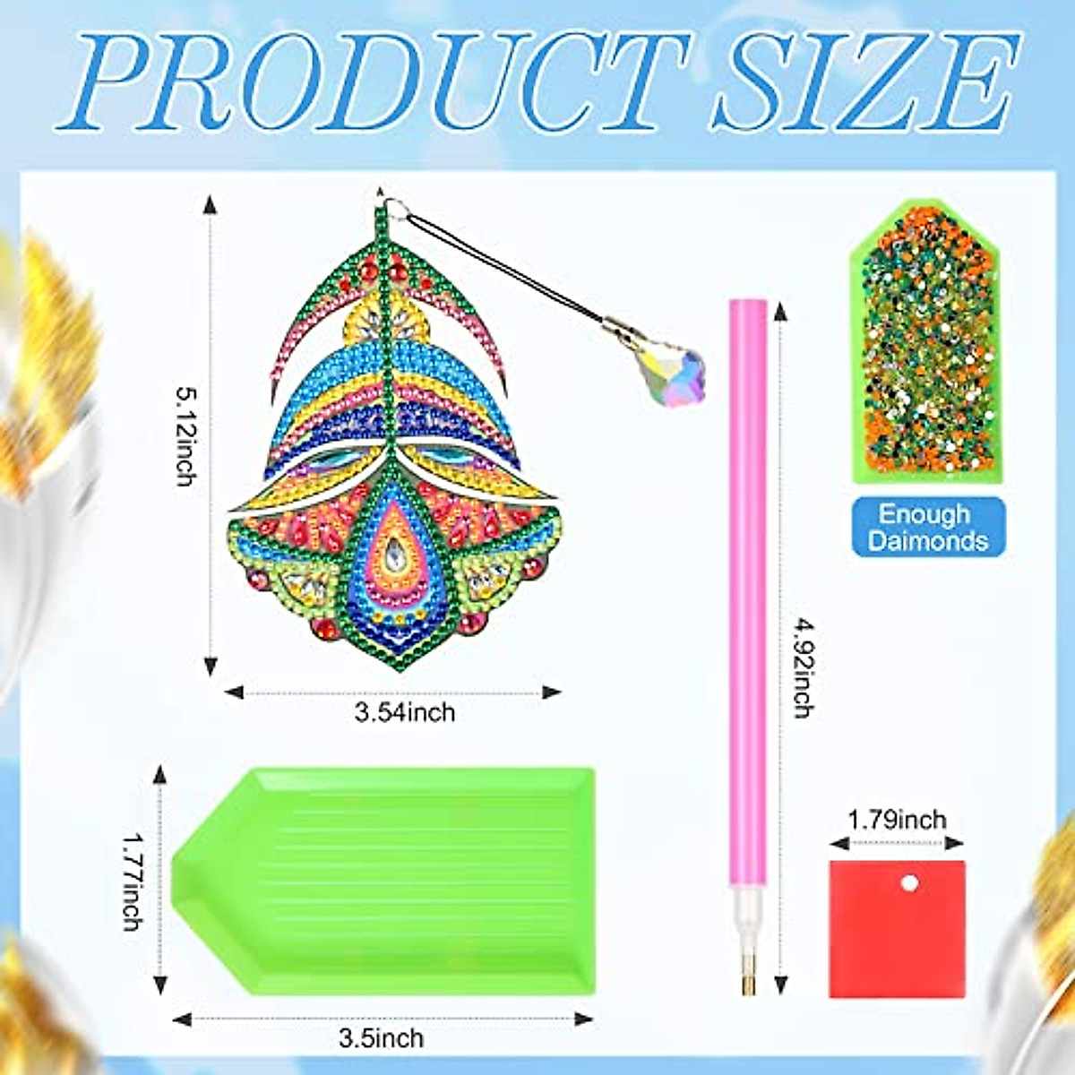 6 Pcs Diamond Painting Bookmarks Kit 5D DIY Feather Rhinestones Bookmark for Kids Adults PVC Art Bookmarks with Crystal Pendant for Crafts School Beginner Office Home, 6 Styles (Exotic)