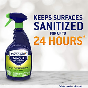 Microban Disinfectant Spray, 24 Hour Sanitizing and Antibacterial Spray, All Purpose Cleaner, Citrus Scent, 4 Count, 22 fl oz Each