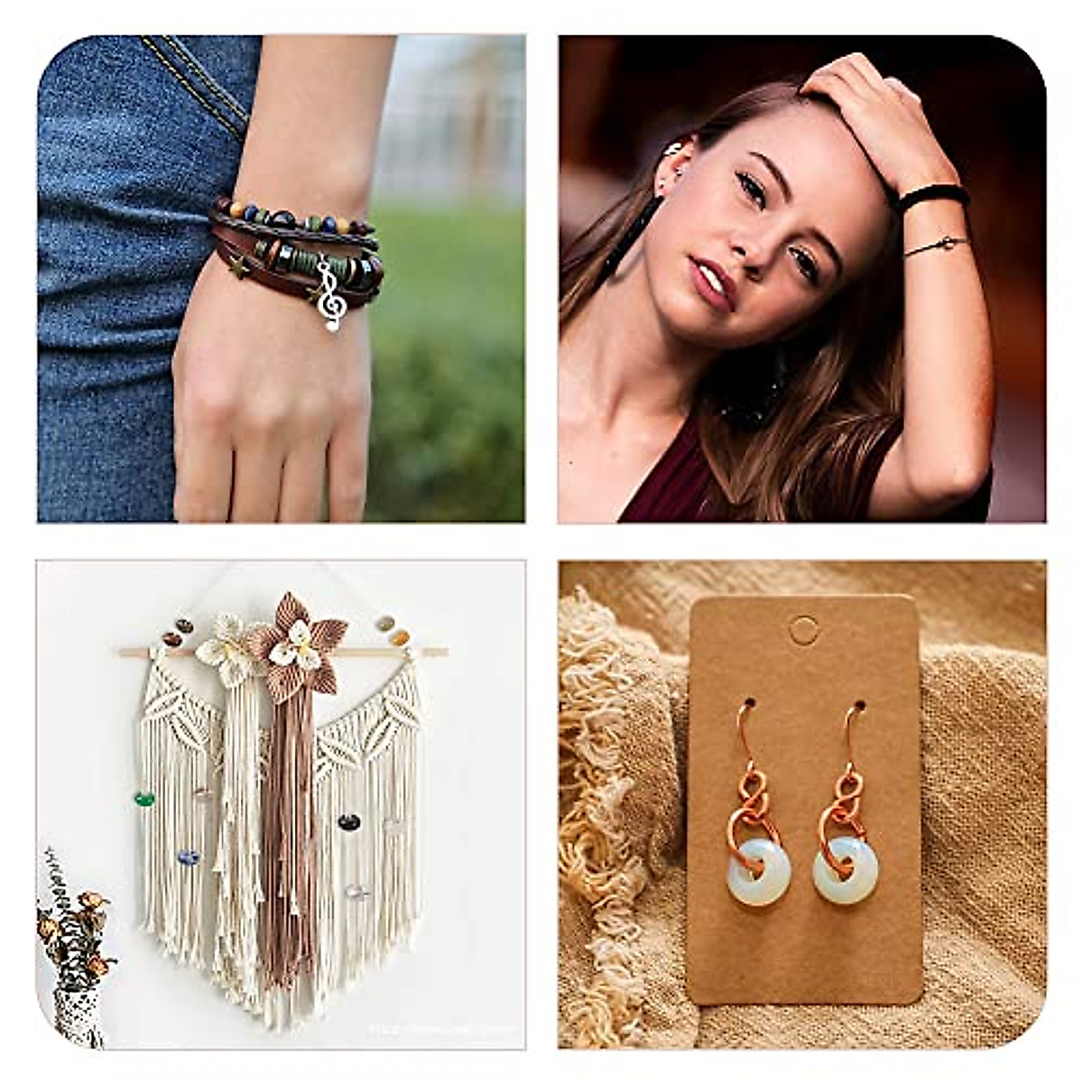 Spritewelry 15 Colors Natural Gemstone European Beads Rondelle Large Hole Loose Beads Dreadlock Hair Braid Beads Kits for Hair Braids Jewelry Bracelet Necklace Making