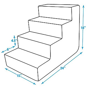 Best Pet Supplies Foam Pet Steps for Small Dogs and Cats, Portable Ramp Stairs for Couch, Sofa, and High Bed Climbing, Non-Slip Balanced Indoor Step Support, Paw Safe - Ash Gray Linen, 4-Step
