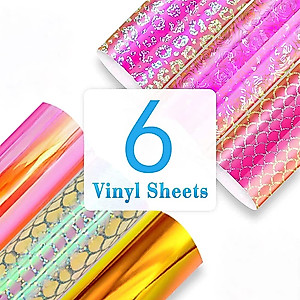 Primst Self Adhesive Holographic Permanent Vinyl Roll,12" X 10", 6 Vinyl Sheets Craft Vinyl for Cricut,Decal,Signs,Stickers