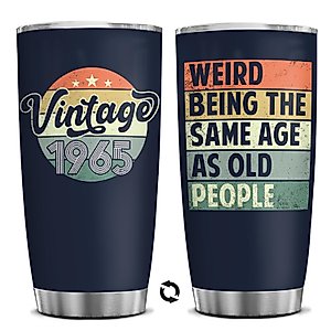 FROOBLEQUIRK 60 Years Old 1965 20 Oz Tumbler – 60th Birthday Gift for Men, Women, Mom, Dad, Wife, Husband, Grandpa, or Grandma, Funny 60-Year-Old Gift & Birthday Decoration
