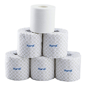 Karat 2-Ply Toilet Paper, 48 Rolls, 500 Sheets, Embossed for Softness, Individually Wrapped for Hygiene, Virgin Wood Fiber (JS-TTW500)