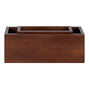 Kate and Laurel Domio Mid-Century Pocket Wall Organizer, Set of 2, Walnut Brown, Wood Office Organizer for Wall